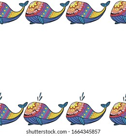 Vector Illustration Whale Border On White Stock Vector (Royalty Free ...
