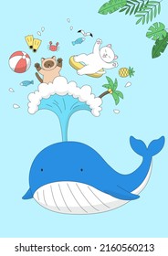 Vector Illustration Whale Cats Stock Vector (Royalty Free) 2160560213 ...