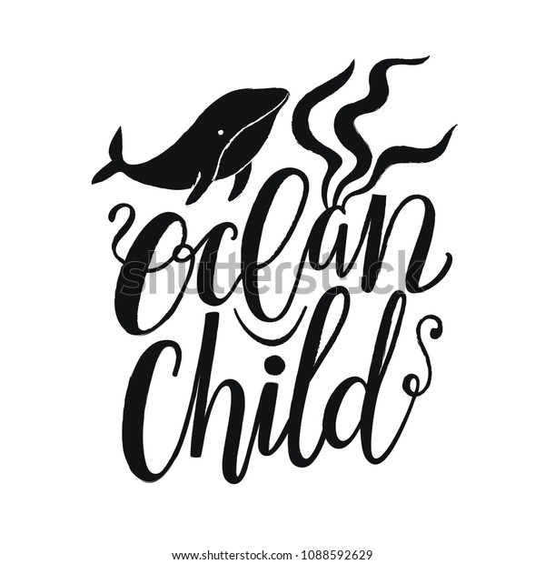 Vector Illustration Whale Lettering Text Ocean Stock Vector (Royalty ...