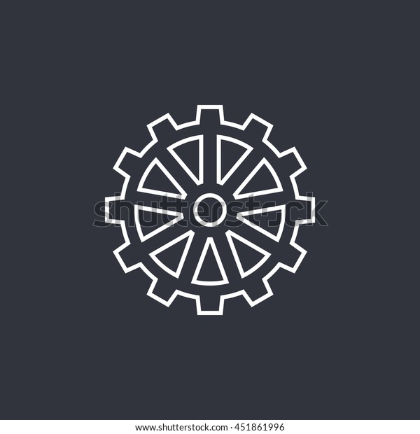 Vector Illustration White Gear Icon On Stock Vector (Royalty Free ...