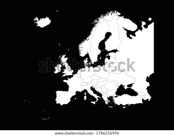 Vector Illustration White Map Europe Countries Stock Vector (Royalty ...