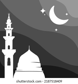 Vector Illustration White Mosque Moon Stars Stock Vector (Royalty Free ...