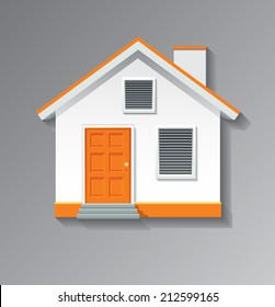 Vector Illustration White Orange House On: เวกเตอร์สต็อก (ปลอดค่า ...