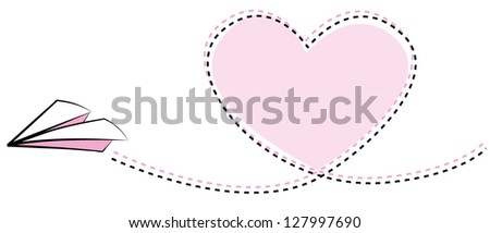 Vector Illustration White Paper Airplane Heart Stock Vector (Royalty ...