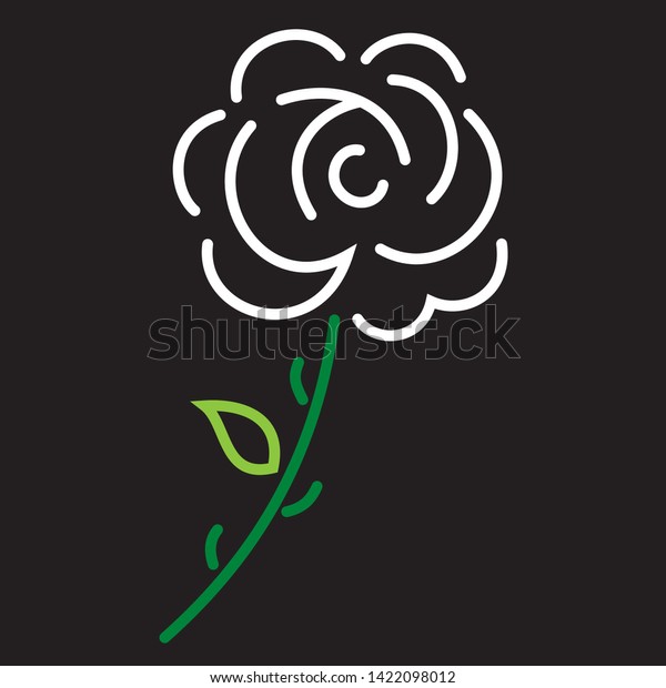 Vector Illustration White Rose Icon Made Stock Vector (Royalty Free ...