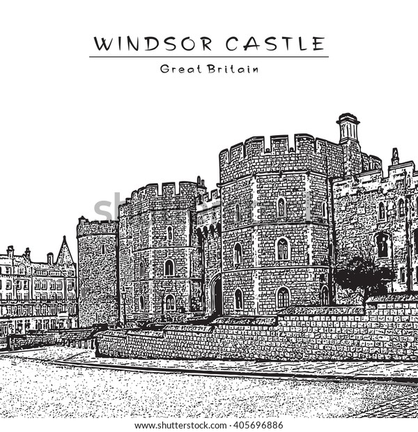 Vector Illustration Windsor Castle Great Britain Stock Vector (Royalty ...