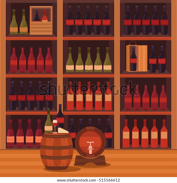 Vector Illustration Wine Cellar Collection Elements Stock Vector ...