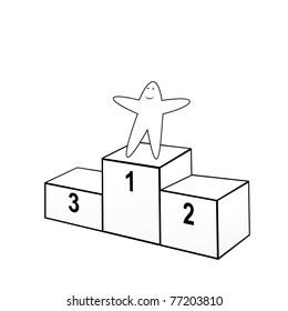 Vector Illustration Winner Character On Pedestal Stock Vector (Royalty ...