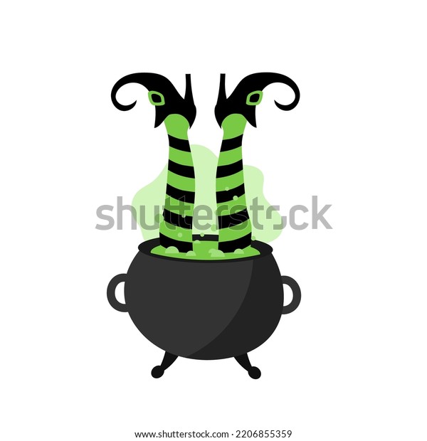 Vector Illustration Witchs Foot Cauldron Stock Vector (Royalty Free ...