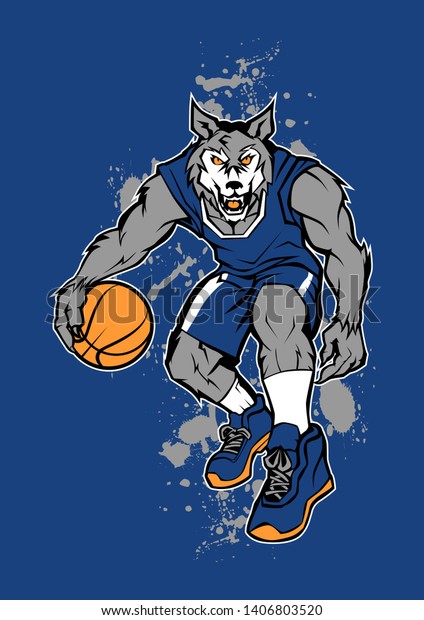 Vector Illustration Wolf Basketball Mascot : image vectorielle de stock ...