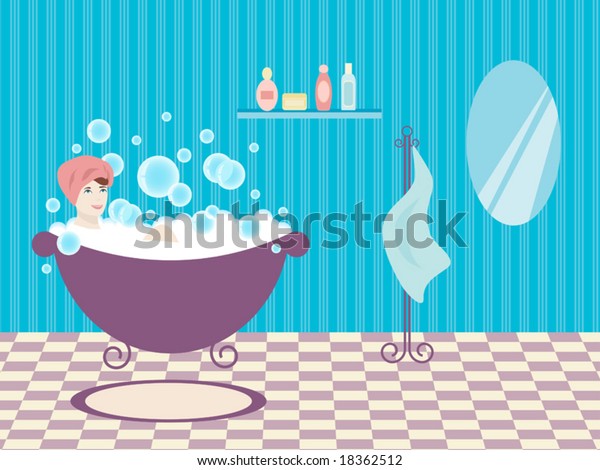 Vector Illustration Woman Bath Stock Vector (Royalty Free) 18362512 ...