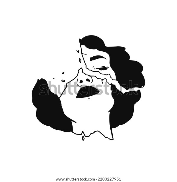 Vector Illustration Womans Head Cracked Concept Stock Vector (Royalty ...