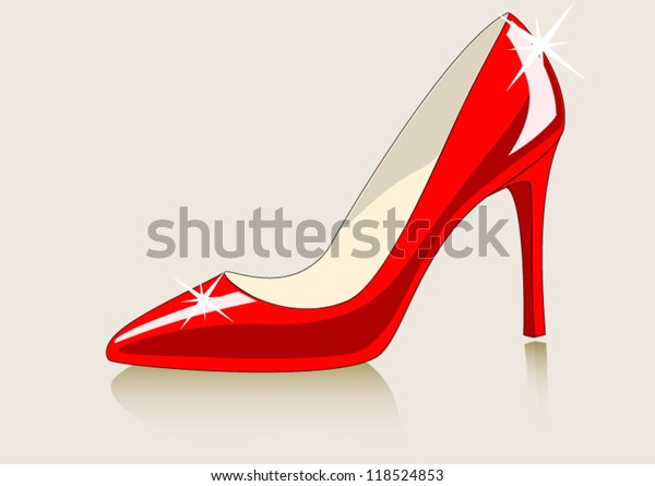Vector Illustration Womans Shiny Red Stiletto Stock Vector (Royalty ...