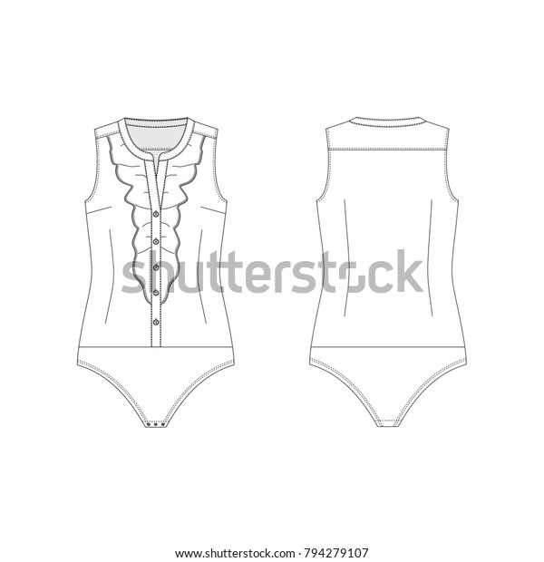 Vector Illustration Womens Bodysuits Front Back Stock Vector (Royalty ...
