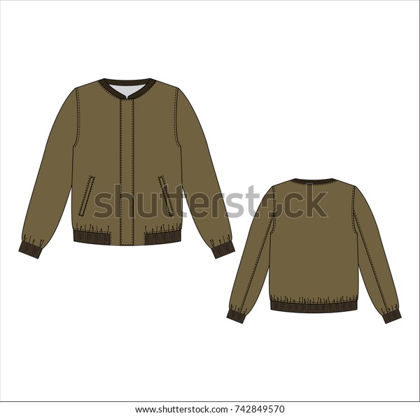 Vector Illustration Womens Bomber Front Back Stock Vector (Royalty Free ...
