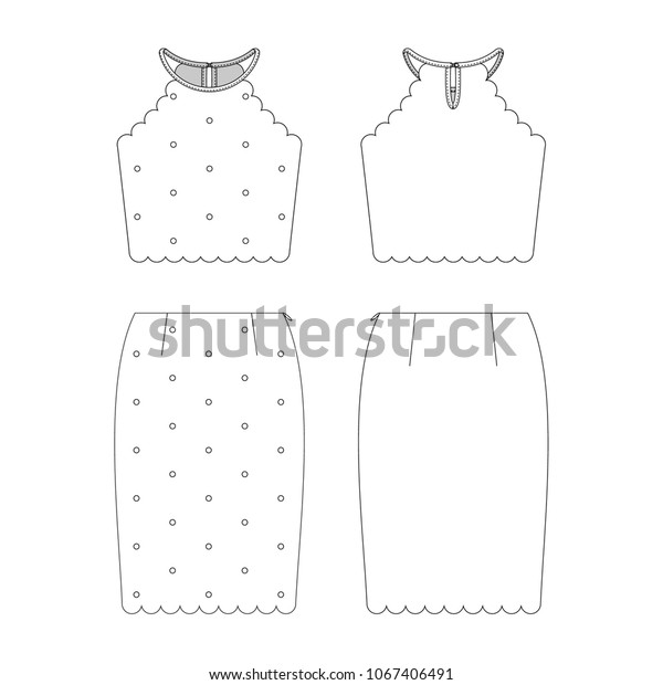 Vector Illustration Womens Crop Top Skirt Stock Vector (Royalty Free ...