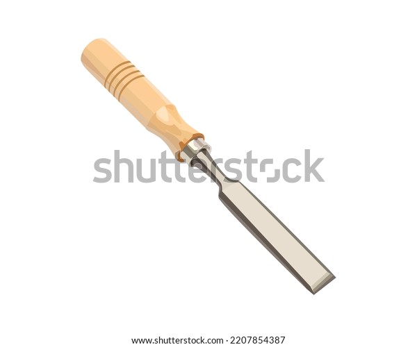 Vector Illustration Wood Carving Chisel Isolated Stock Vector (Royalty ...
