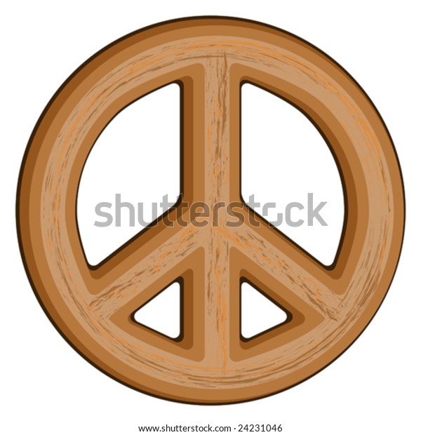 Vector Illustration Wooden Dimensional Peace Sign Stock Vector (Royalty ...