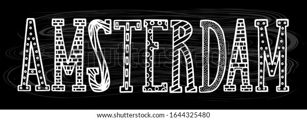 Vector Illustration Word Amsterdam White Color Stock Vector (Royalty ...