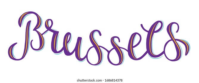 Vector Illustration Word Brussels Banner Icon Stock Vector (Royalty ...
