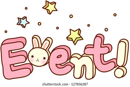 Vector Illustration Word Event Cute Rabbit Stock Vector (Royalty Free ...