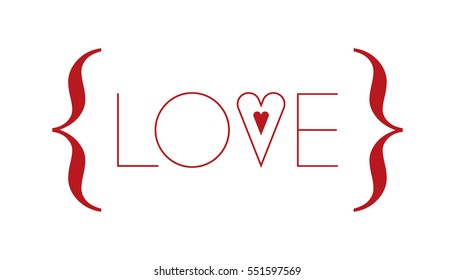 Vector Illustration Word Love Brackets Red Stock Vector (Royalty Free ...