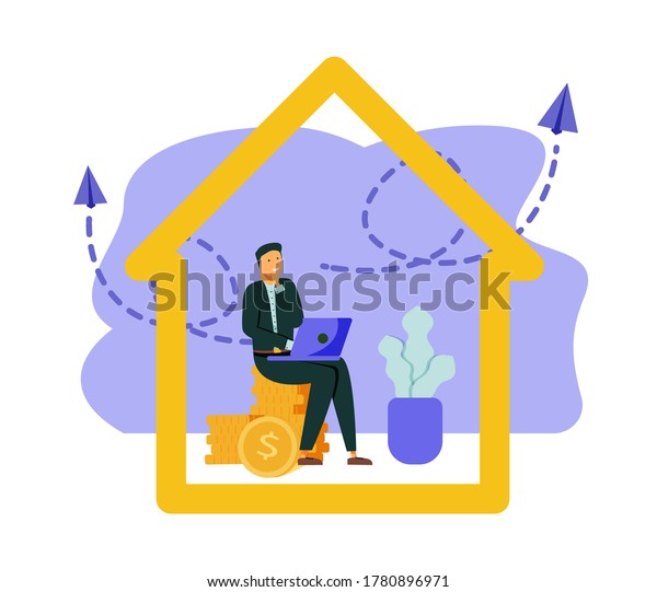 Vector Illustration Work Home Online Creative Stock Vector (Royalty ...