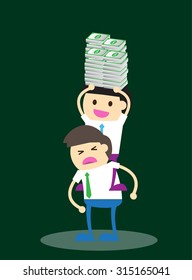 Vector Illustration Worker Exploiter Businessman Work Stock Vector ...