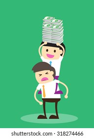 Vector Illustration Worker Exploiter Businessman Work Stock Vector ...