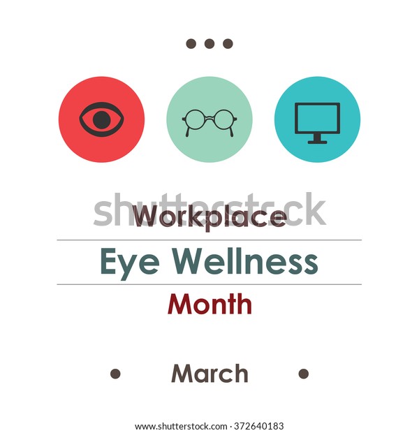 Vector Illustration Workplace Eye Wellness Month Stock Vector (Royalty ...