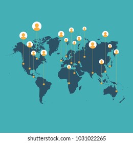 Vector Illustration World Map Contact Icons Stock Vector (Royalty Free ...