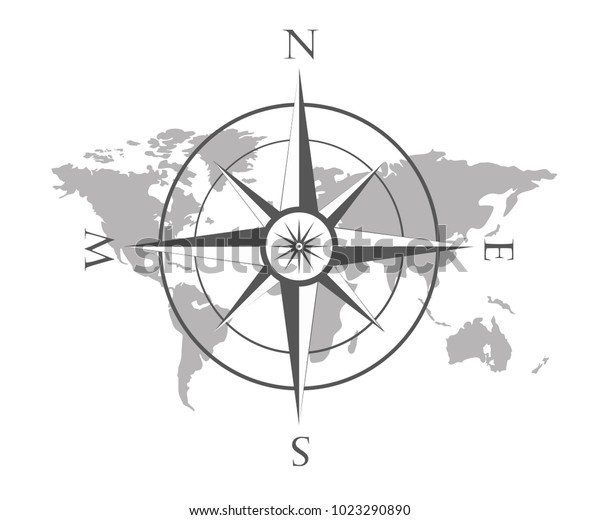 Vector Illustration World Map Wind Rose Stock Vector (Royalty Free ...