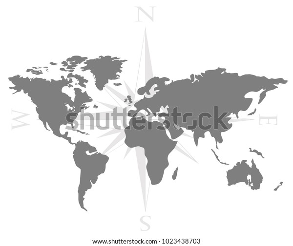 Vector Illustration World Map Wind Rose Stock Vector (Royalty Free ...