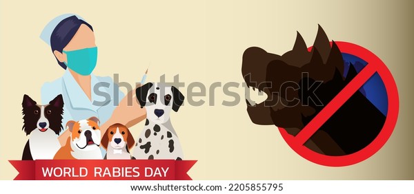 Vector Illustration World Rabies Day Concept Stock Vector (Royalty Free ...