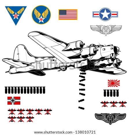 Vector Illustration World War 2 Bomber Stockvektor (Royaltyfri ...