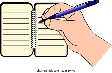 Vector Illustration Writing Hand On Table Stock Vector (Royalty Free ...