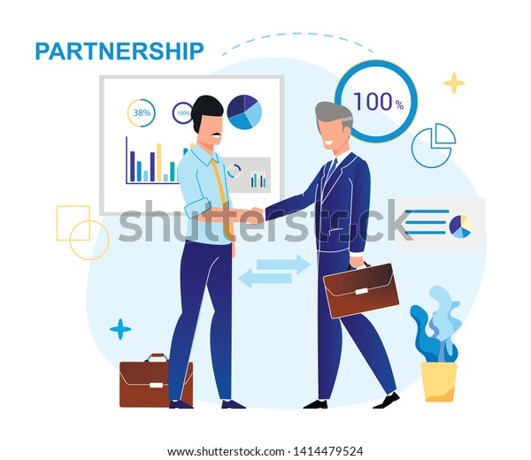 Vector Illustration Written Partnership Lettering Businessmen Stock ...