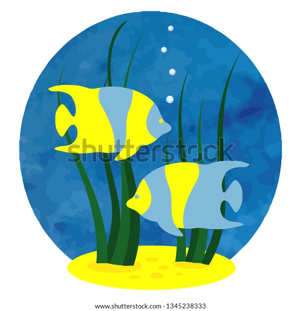Vector Illustration Yellow Blue Tropical Fish Stock Vector (Royalty ...