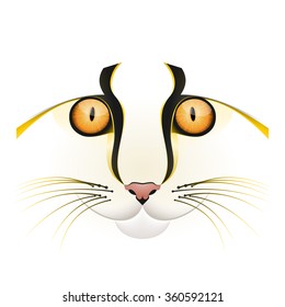 Vector Illustration Yellow Cat Face Isolated Stock Vector (Royalty Free ...