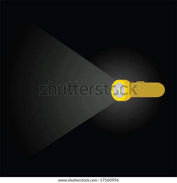 Vector Illustration Yellow Flashlight Turned On Stock Vector (Royalty ...