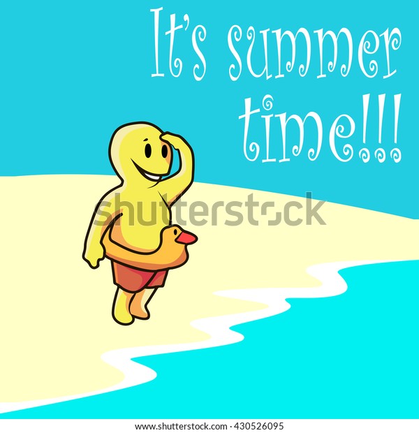 Vector Illustration Yellow Little Man On Stock Vector (Royalty Free ...