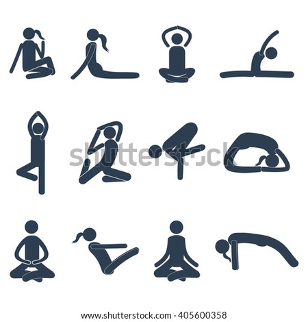 「Vector Illustration Yoga Different Poses Pictogram」のベクター画像素材（ロイヤリティフリー ...