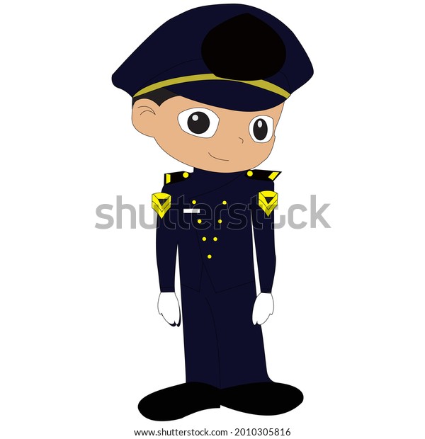 Vector Illustration Young Cadet Cartoon Stock Vector (Royalty Free ...