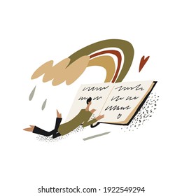 Vector Illustration Young Man Reading Writing Stock Vector (Royalty ...