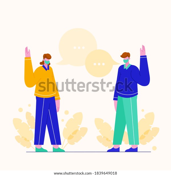 Vector Illustration Young People Greeting Do Stock Vector (Royalty Free ...