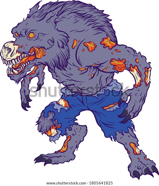 Vector Illustration Zombie Werewolf Stock Vector (Royalty Free ...