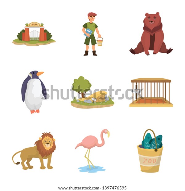 Vector Illustration Zoo Park Icon Set Stock Vector (Royalty Free ...