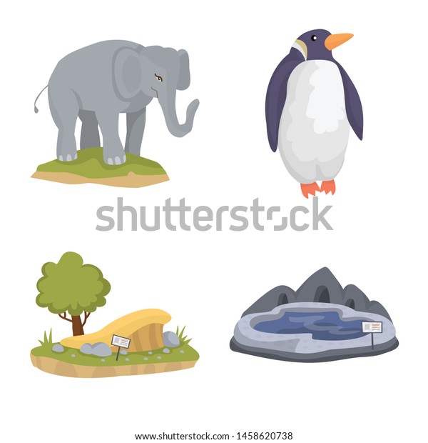 Vector Illustration Zoo Park Icon Set Stock Vector (Royalty Free ...