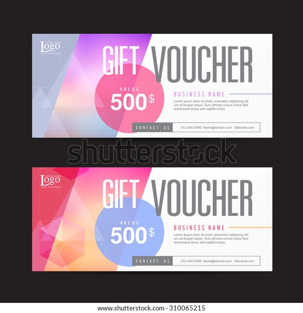 Vector Illustrationgift Voucher Template Colorful Patterncute Stock ...