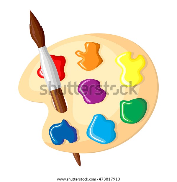 Vector Illustrations Cartoon Paintbrush Palette Paints Stock Vector ...